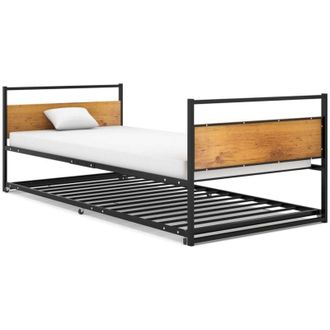 vidaXL Ausziehbett Schwarz Metall 90x200 cm Vidaxl