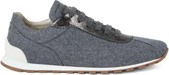 Brunello Cucinelli Femme, Chaussures, Gris, Taille: 38 EU Wool Blend Runner Baskets