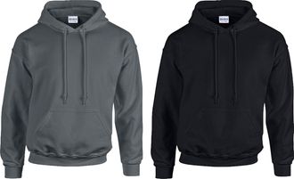 Gildan Herren Kapuzenpullover Adult 50/50. Hooded Sweat/18500, Einfarbig (XXL, 1x Anthrazit + 1x Schwarz + 1x HL Kauf Notizblock)