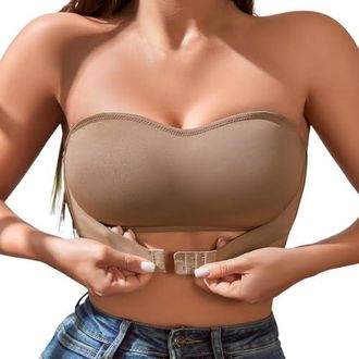 Generic Soutien-gorge de sport Y avec fermeture &agrave; une seule couche sans fil (1 pi&egrave;ce) Soutien-gorge pour femme Fermeture avant sans fil, caf&eacute;, L