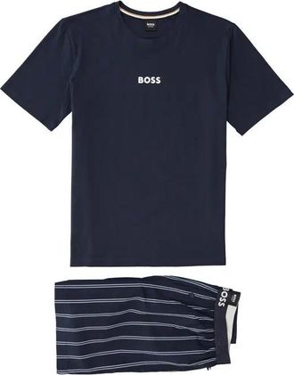 HUGO BOSS Herren Pyjama beige Baumwolle