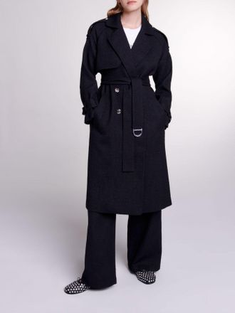 Maje Tweed-trenchcoat - Schwarz - Gr&ouml;&szlig;e 40 - Maje