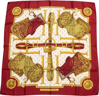 Herm&egrave;s T&uuml;cher & Schals - Hermes Classic SELLES A HOUSSE Silk Carre 90 Sca - Gr. unisize - in Rot - f&uuml;r Damen