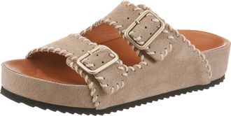 Verbenas Pantolette VERBENAS ELENA SERRAJE PASADO, Damen, Gr. 37, beige, Veloursleder, kontrastfarbene Details, Schuhe Pantolette, Sommerschuh, Hausschuh, Stra