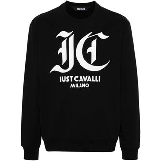 Just Cavalli Homme, Sweatshirts et sweats &agrave; capuche, Noir, Taille: L Pulls en Coton Fleece Noirs
