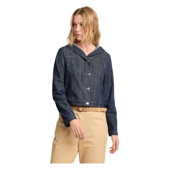 Kocca Femme, Vestes, Bleu, Taille: 40 FR Veste Courte &Agrave; Capuche Aspect Denim
