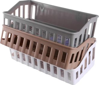 Aboofan 3stücke Teiliges Punch-freies Wandregal Set Langlebiges Kunststoff-aufbewahrungskorb-Set in Beige Hellgrau Und Hellkaffee Selbstklebend Platzsparend F