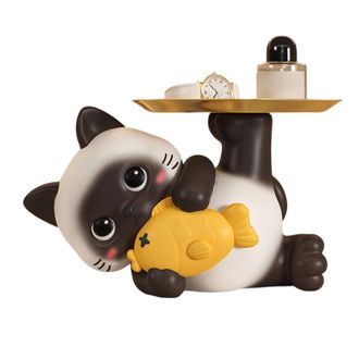 Generico S&uuml;&szlig;igkeiten Sch&uuml;ssel f&uuml;r Katzen - f&uuml;r den Schreibtisch mit Aufbewahrungsfach und Thema, Harzschale f&uuml;r Schl&uuml;ssel, f&uuml;r S&uuml;&szlig;igkeiten und dekorative Gegen