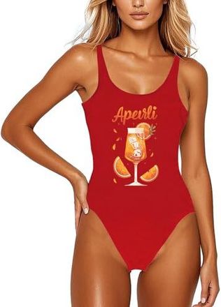 Generic Cat&eacute;gorie de Maillots de Bain Femme | Maillot de Bain Une pi&egrave;ce imprim&eacute; Floral avec Spray Huile Orange (Red, XXXL)