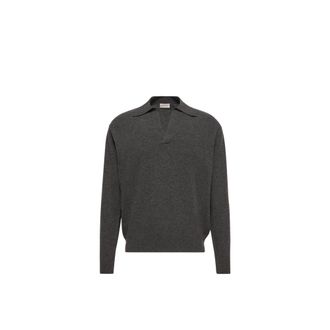 Moncler Moncler Wool & Cashmere Long Sleeve Polo Shirt, Homme, Noir, Taille: 3xl
