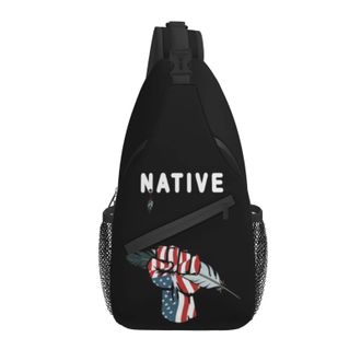 AOOEDM Native American Sling Bag Casual Crossbody Schulterrucksack Brust Daypack Indianertasche Reisen Wandern