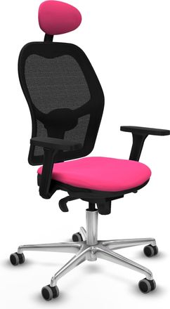 Piqueras y Crespo Rosa Schreibtischstuhl mit 3D-Armen, h&ouml;henverstellbare Lendenwirbelst&uuml;tze und festes Kopfteil, ausgestattet mit 5 Positionen, Schwarz/Rosa