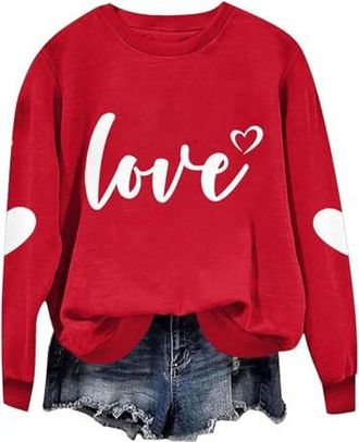 Generico 2026 Sweatshirt &agrave; manches longues et col rond pour femme Imprim&eacute; Saint-Valentin, rouge, XXXL
