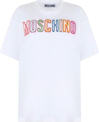 Moschino Femme, Tops, Blanc, Taille: 40 FR T-shirt Graphique Moderne