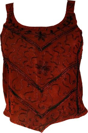 Guru Shop Besticktes Top Boho Chic, Hippie Top - Weinrot, Damen, Synthetisch