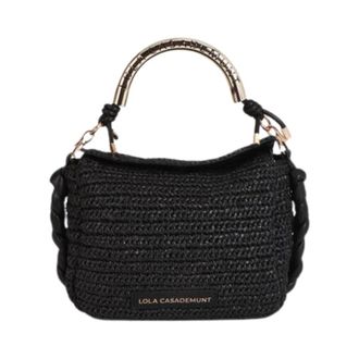 Lola Casademunt Femme, Sacs, Noir, Taille: ONE Size Sac bandouli&egrave;re contrastant effet raphia avec bandouli&egrave;re logo ajour&eacute;