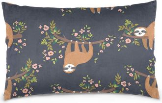 Linomo Kissenbezug 50x75 cm, Blume Faultier Muster Dekorative Kissenbezug Kissenhülle für Couch Sofa Bett Hause