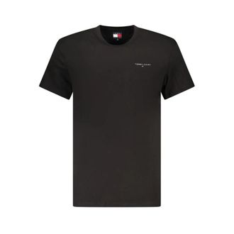 Tommy Hilfiger Schwarzes Baumwoll Herren T-Shirt - - Tops - Herren - Schwarzk - L
