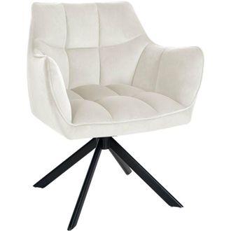 Clp Esszimmerstuhl Swing Samtbezug creme schwarz