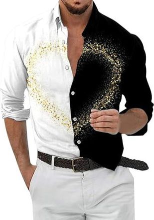 Generic Chemise &agrave; manches longues en forme de coeur avec impression num&eacute;rique 3D pour homme, gris fonc&eacute;, XXL