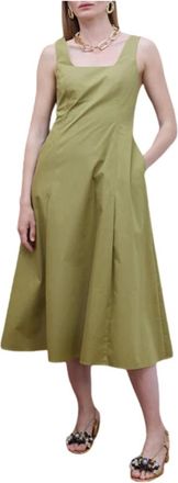 Lola Casademunt Femme, Robes, Vert, Taille: 40 FR Robe Popeline Ajust&eacute;e &agrave; Bretelles