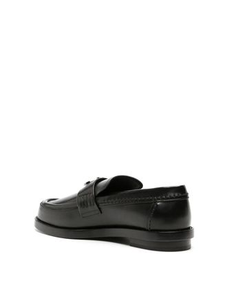 Alexander McQueen Womens Seal Logo Plaque Loafers Black Shoes > Flats