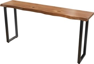 Generic Bartisch Küche Schmal Nordisch Massivholz Schmiedeeisen Stehtisch Dicke Unregelmäßige Tischplatte Abgerundete Ecken Esstisch Balkon Stehtisch für Küch