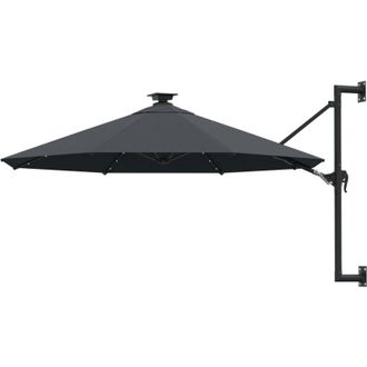 vidaXL Vidaxl - Parasol mural avec m&acirc;t m&eacute;tallique et led 300 cm Anthracite