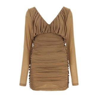 Saint Laurent Drapiertes Jerseykleid - - Dresses - Damen - Braun - M