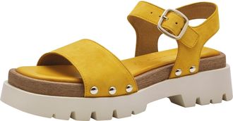 Tamaris Damen Plateau Sandalen Leder Sommer; MANGO/gelb; 36 EU