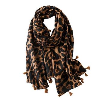 Valiclud Foulards tendance pour femme - écharpe avec motif léopard - Imprimé animal - Marron