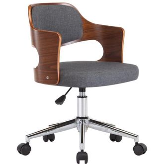 vidaXL Sedia da Ufficio Girevole Grigia in Legno Piegato e Similpelle