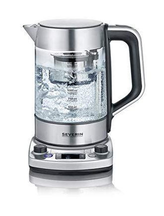Severin Tea Maker mit Auto-Liftfunktion, Wasserkocher mit Temperatureinstellung und Quick-Boil-Funktion, Glas Wasserkocher für bis zu 1,7 l Wasser oder 1 l Te