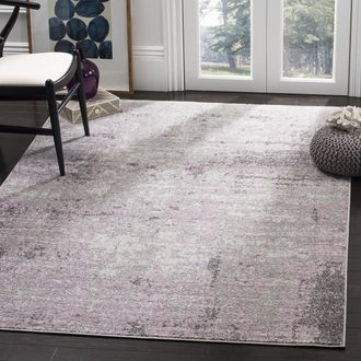 Safavieh Modern Teppich f&uuml;r Wohnzimmer, Esszimmer, Schlafzimmer - Adirondack Collection, Kurzer Flor, Hellgrau und Lila, 155 X 229 cm