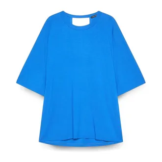 Fiorella Rubino Femme, Blouses et Chemises, Bleu, Taille: 36 FR T-shirt en jersey avec d&eacute;coupes