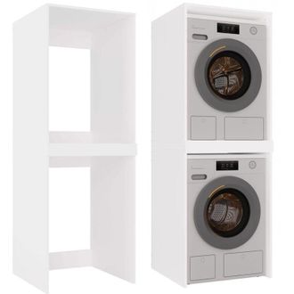 Topeshop Como - Meuble de rangement pour machine &agrave; laver et s&egrave;che-linge - Meuble gain de place - Blanc