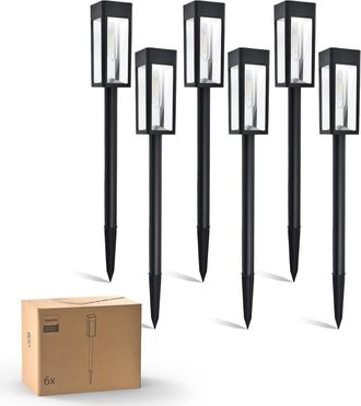 Philips Solarleuchten f&uuml;r Wege - Beleuchtung f&uuml;r Landschaftsg&auml;rten, Garten, aus Glas und Metall, 3000 K, warmwei&szlig;, wasserdicht, f&uuml;r Dekoration von Hof, Auffah