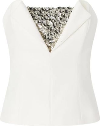 Genny haut-bustier à ornements en cristal - Blanc