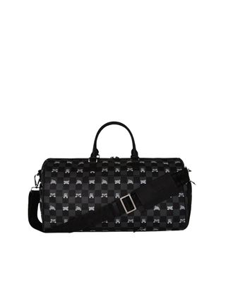 Sprayground Unisex Duffle Bag Peeking Character Grey Faux Leather Shoulder