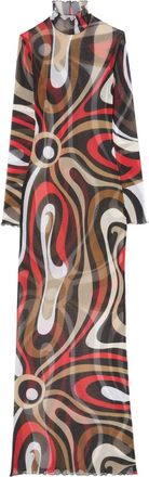 Pucci robe longue en soie à imprimé Marmo - Marron