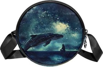 Generic Petit sac &agrave; bandouli&egrave;re circulaire pour femme, petit sac &agrave; bandouli&egrave;re avec fermeture &eacute;clair, bretelles r&eacute;glables, sac &agrave; main rond d&eacute;contract&eacute; pour fe