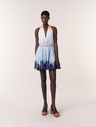 Maje Robe Courte Tie & Dye - Imprime Tie And Dye Bleu - Taille 42 - Maje