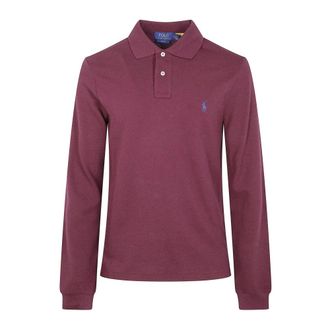 Polo Ralph Lauren Homme, Tops, Rouge, Taille: S Polo &agrave; Manches Longues en Coton Pima