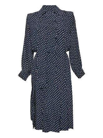 Saint Laurent robe plissée à pois - Bleu