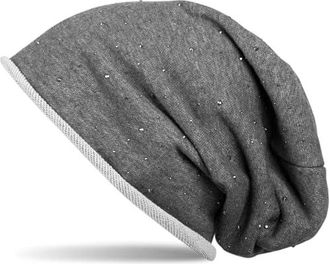 styleBREAKER Bonnet Classique avec Une Application en Rivets Brillants et Bord roulott&eacute;, Chaud, Unisexe 04024024, Couleur:Gris fonc&eacute;