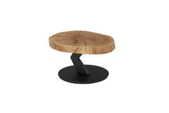 M&ouml;belando Couchtisch >Biloxi< rund, mit massiver Eichen-Baumscheibe, Metallgestell schwarz, Bodenplatte HWP, &Oslash; ca. 75 cm, 5 Weichboden-Rollen, modernes Design, 