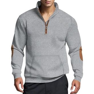 Generic Sweat &agrave; Capuche d&eacute;contract&eacute; &agrave; Manches Longues pour Homme, Fermeture &eacute;clair 1/4, Gris Clair, Taille 3XL