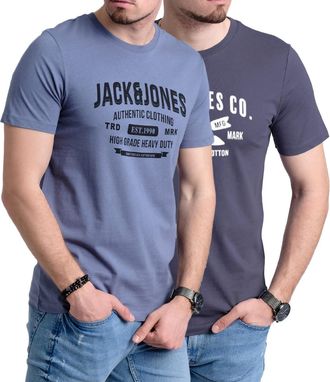 Jack & Jones Herren 2er-Set T-Shirts aus Baumwolle, Multi-Pack (China Authentic/NavyW.Pfeil) S-7