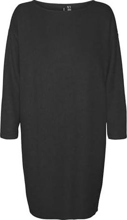 Vero Moda Vmblis Robe Courte à col Bateau 7/8 JRS Boo Mini, Noir/détails : mélange, XS Femme