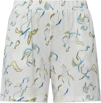 Hanro Femme, V&ecirc;tements de nuit et de d&eacute;tente, Beige, Taille: 36 FR Short Fluide en M&eacute;lange de Coton Flowing Paint